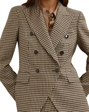 REISS Petite Hartley Double Breasted Check Jacket