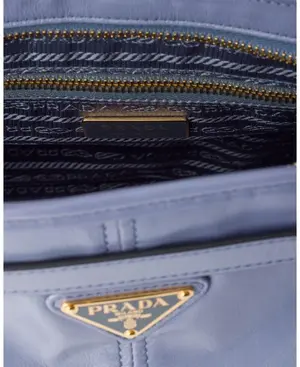 Prada Bonnie Large Leather Handbag - Dark Blue