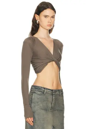 Rick Owens Cropped Wrap Top - Dust