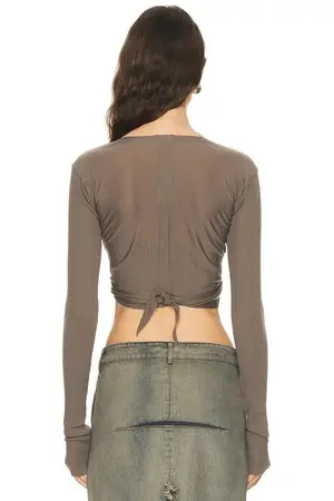 Rick Owens Cropped Wrap Top - Dust