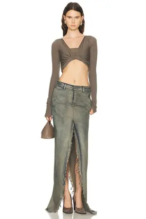 Rick Owens Cropped Wrap Top - Dust