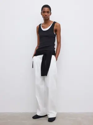 HOUSE OF DAGMAR Fitted Rib Tank Top - Black
