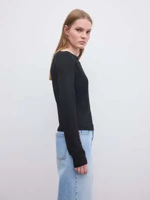 HOUSE OF DAGMAR Ls Square Neck Top - Black