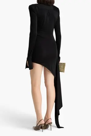 David Koma Draped Jersey Mini Shirt Dress