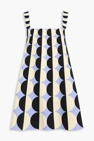 Oscar De La Renta Printed Wool-blend Crepe Mini Dress - Light Blue