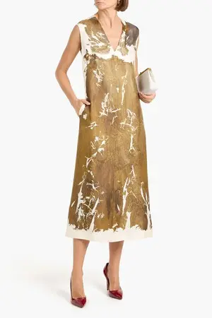 Altuzarra Printed Silk-twill Midi Dress