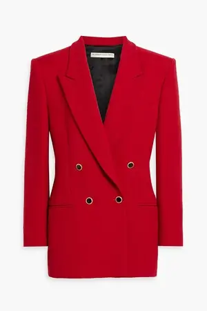 Alessandra Rich Double-breasted Wool Blazer - Red