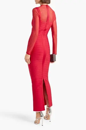 Herve Leger Ella Mesh-paneled Bandage Gown