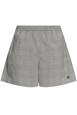 Balmain Houndstooth Virgin Wool Shorts - Grey