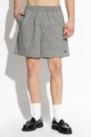 Balmain Houndstooth Virgin Wool Shorts - Grey