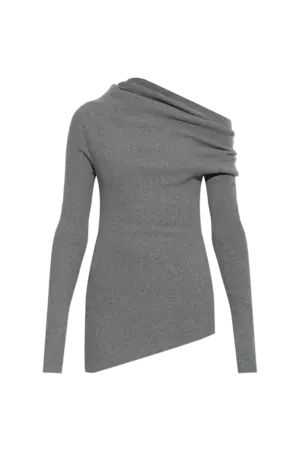 LISA YANG Agie Asymmetrical Knit Sweater Grey