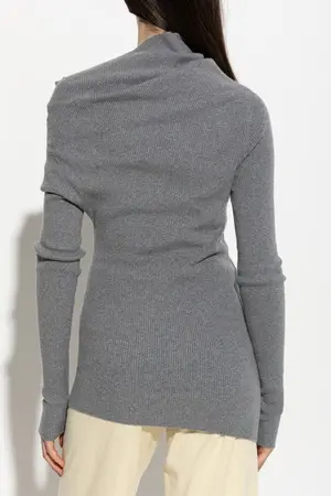 LISA YANG Agie Asymmetrical Knit Sweater - Grey