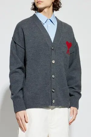 Ami Wool Cardigan With Logo