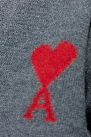 Ami Wool Cardigan With Logo