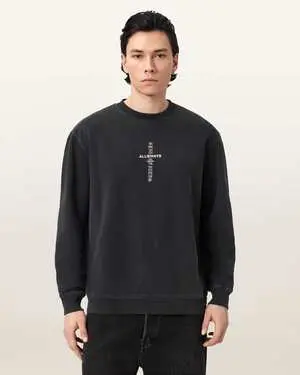 ALLSAINTS Knox Boxy Embroidered Sweatshirt - Black
