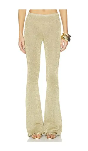 LESLIE AMON Dore Metallic Knit Pants