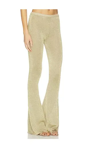 LESLIE AMON Dore Metallic Knit Pants