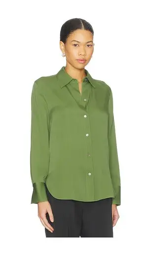 Vince Long Sleeve Button-down Silk Blend Blouse