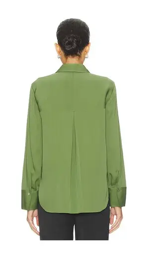 Vince Long Sleeve Button-down Silk Blend Blouse