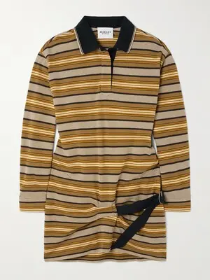 MARANT ETOILE Isea Gathered Buckle-detailed Organic Cotton-piqué Mini Dress - Multi