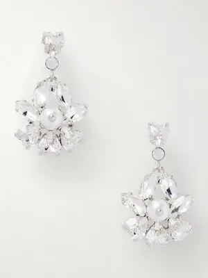 Simone Rocha Heartbloom Crystal And Resin Earrings - Silver
