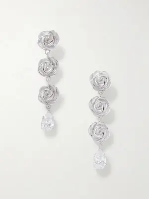 Magda Butrym Rhodium-plated Crystal Earrings - Silver