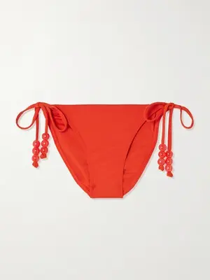 Staud Sisley Bead-embellished Bikini Briefs - Orange