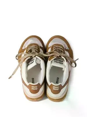 Miu Miu Suede-panel Sneakers - Brown