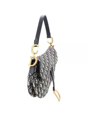 Dior Saddle Handbag With Strap Oblique Canvas Medium Shoulder Bag - Blue