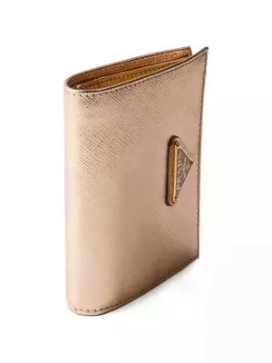 Prada Small Logo-plaque Saffiano-leather Wallet - Brown