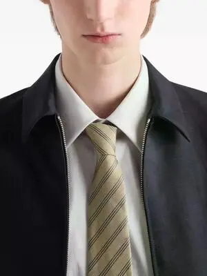 Prada Striped Neck Tie Linen - Neutrals