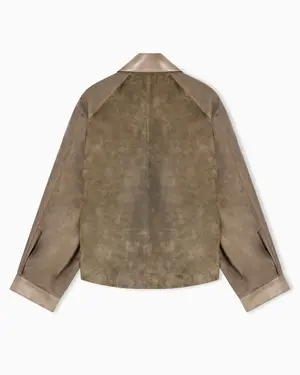 Giorgio Armani Lambskin Suede And Linen Blouson