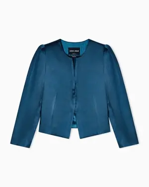 Giorgio Armani Silk Satin Jacket - Blue
