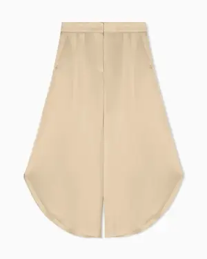 Giorgio Armani Wide Trousers In Silk Satin - Beige