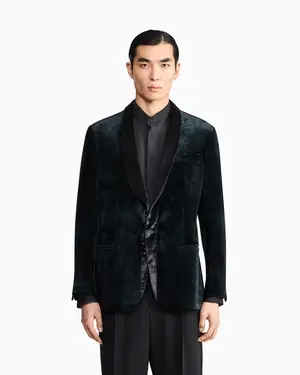 Giorgio Armani Single-breasted Devoré Velvet Jacket