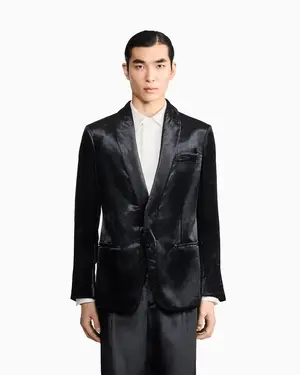 Giorgio Armani Single-breasted Velvet Jacket - Black