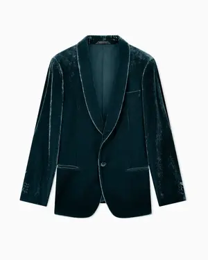 Giorgio Armani Single-breasted Velvet Jacket - Green
