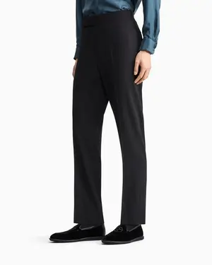 Giorgio Armani Flat-front Wool Crepe Trousers