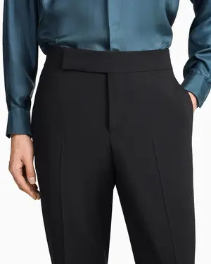 Giorgio Armani Flat-front Wool Crepe Trousers