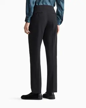 Giorgio Armani Flat-front Wool Crepe Trousers
