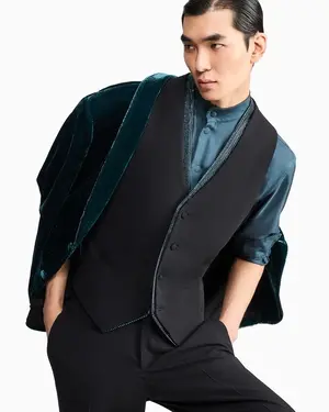 Giorgio Armani Flat-front Wool Crepe Trousers