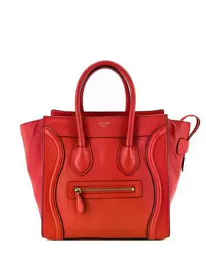 Celine Luggage Bag Smooth Leather Micro Tote Bag - Red