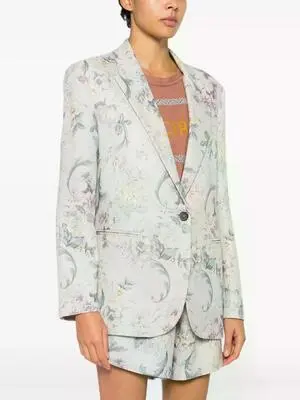 FORTE_FORTE Floral Print Single-button Blazer