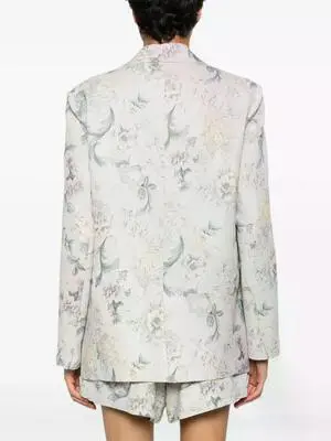 FORTE_FORTE Floral Print Single-button Blazer