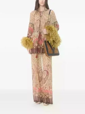 Valentino Garavani Paisley Blouse With Feather Trim - Neutrals