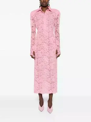 ROWEN ROSE Floral Lace Polo-collar Dress - Pink