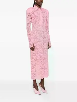 ROWEN ROSE Floral Lace Polo-collar Dress - Pink