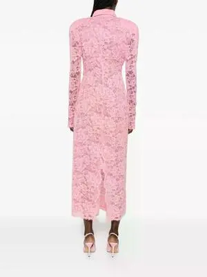 ROWEN ROSE Floral Lace Polo-collar Dress - Pink