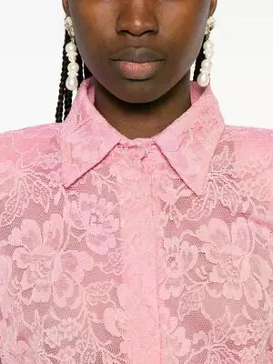 ROWEN ROSE Floral Lace Polo-collar Dress - Pink