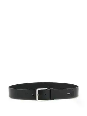 BOSS Leather Belt With Metal Buckle - Black